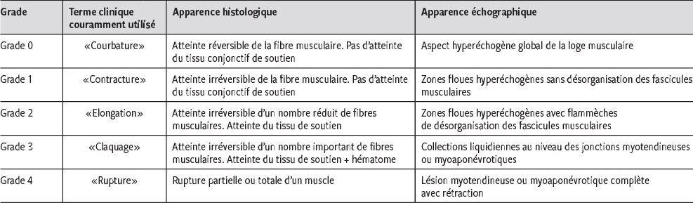 types de blessures musculaires